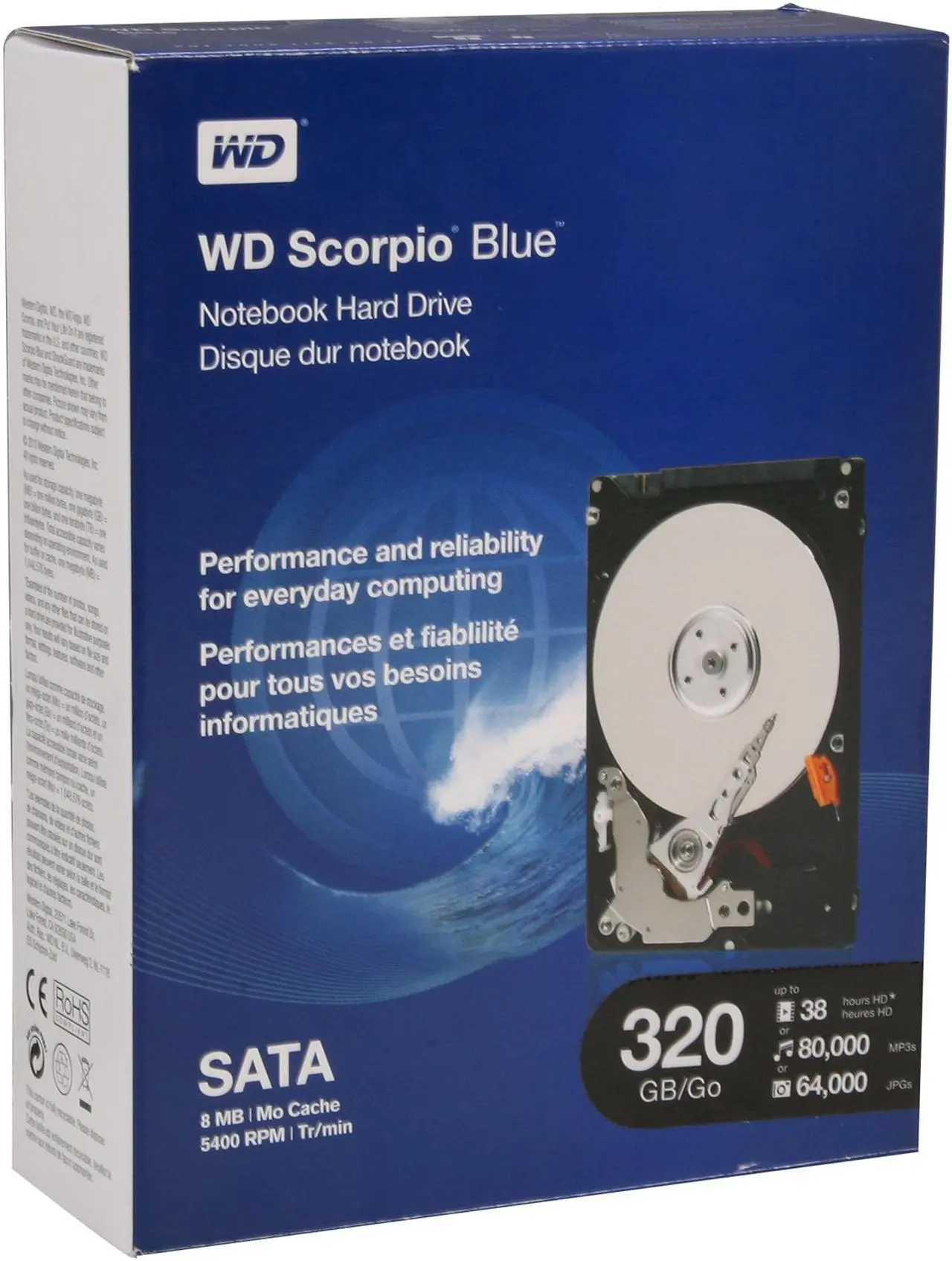 WD Scorpio Blue WDBABC3200ANC-NRSN 320GB 5400 RPM 8MB Cache SATA 3.0Gb ...