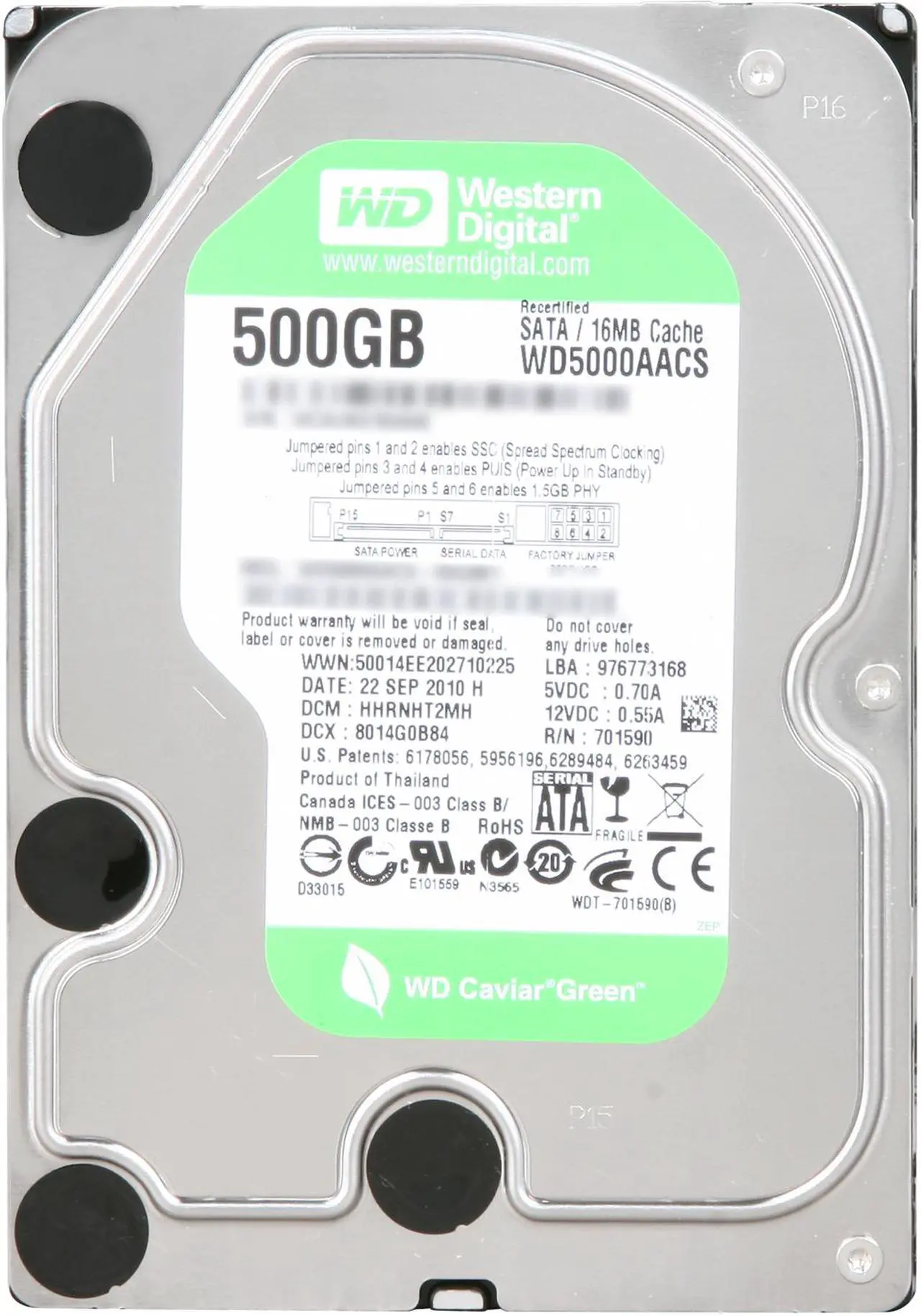 Refurbished: Western Digital Caviar GP WD5000AACS 500GB 5400 to 7200 ...
