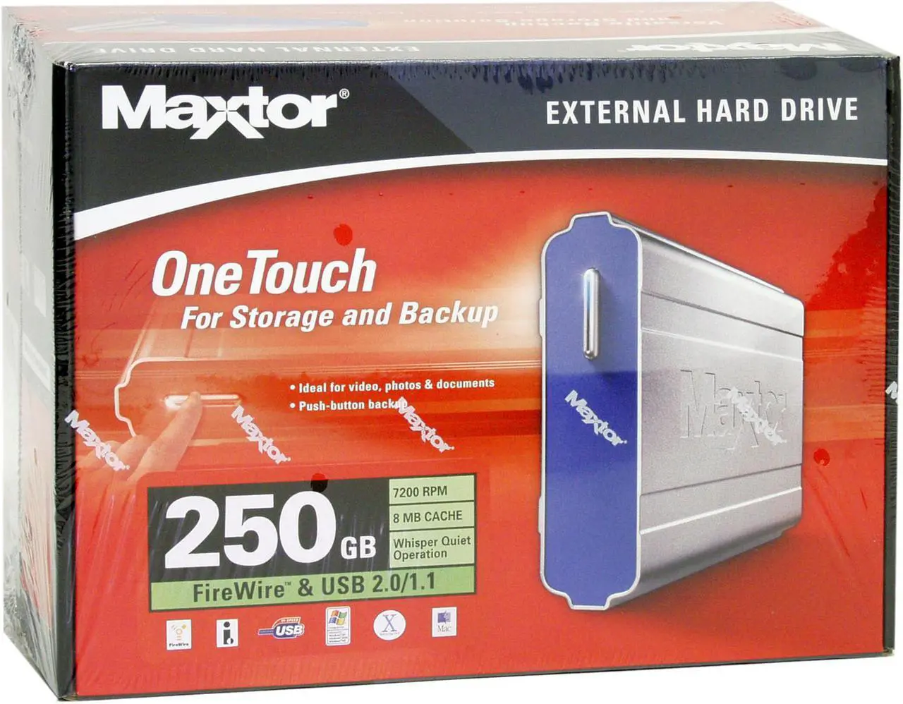 Maxtor OneTouch 250GB USB 2.0 / Firewire400 3.5" External Hard Drive - Newegg.com