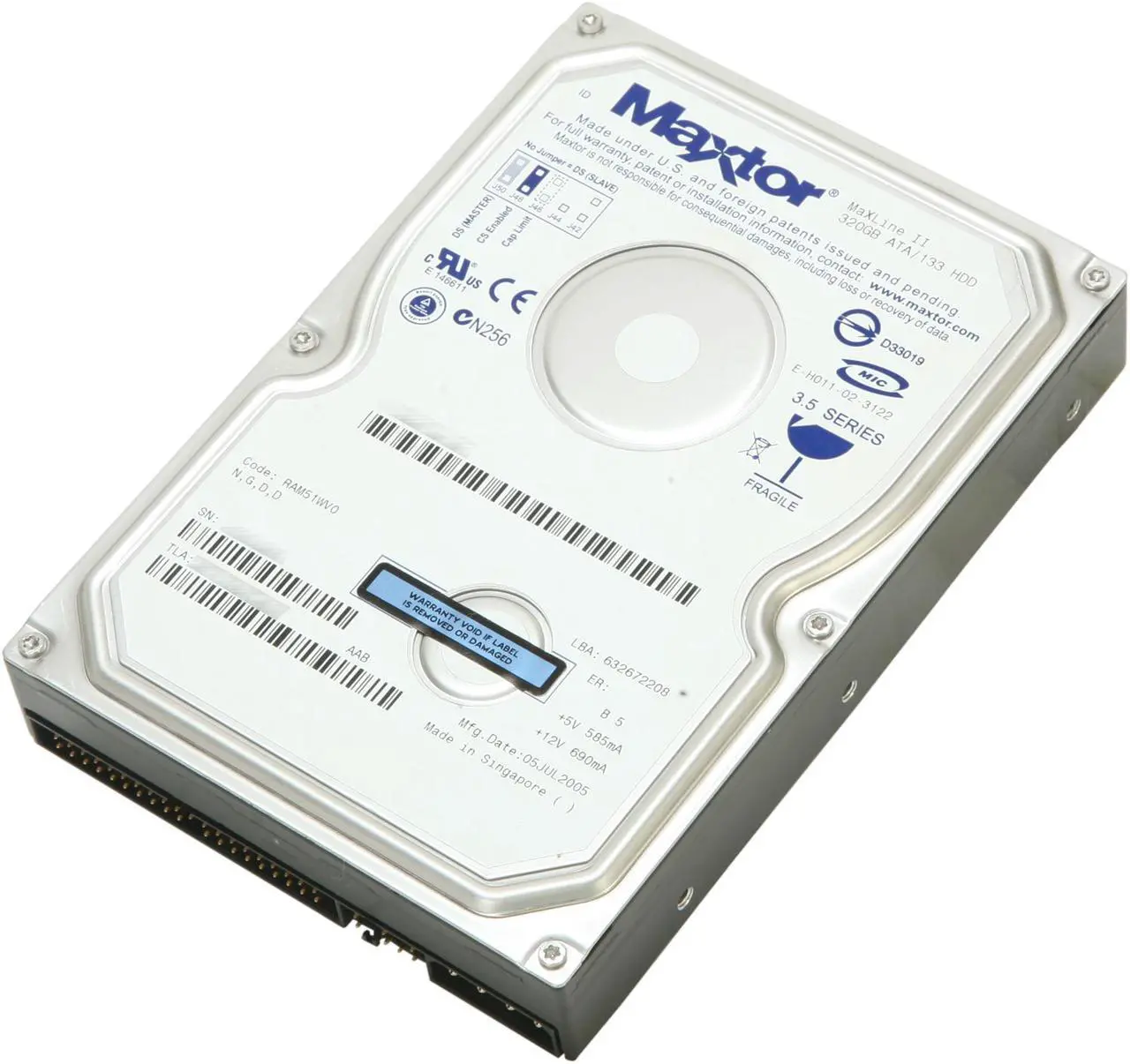 Refurbished: Maxtor MaXLine II HDD-5A320J0-NDW-R 320GB 5400 RPM 2MB ...