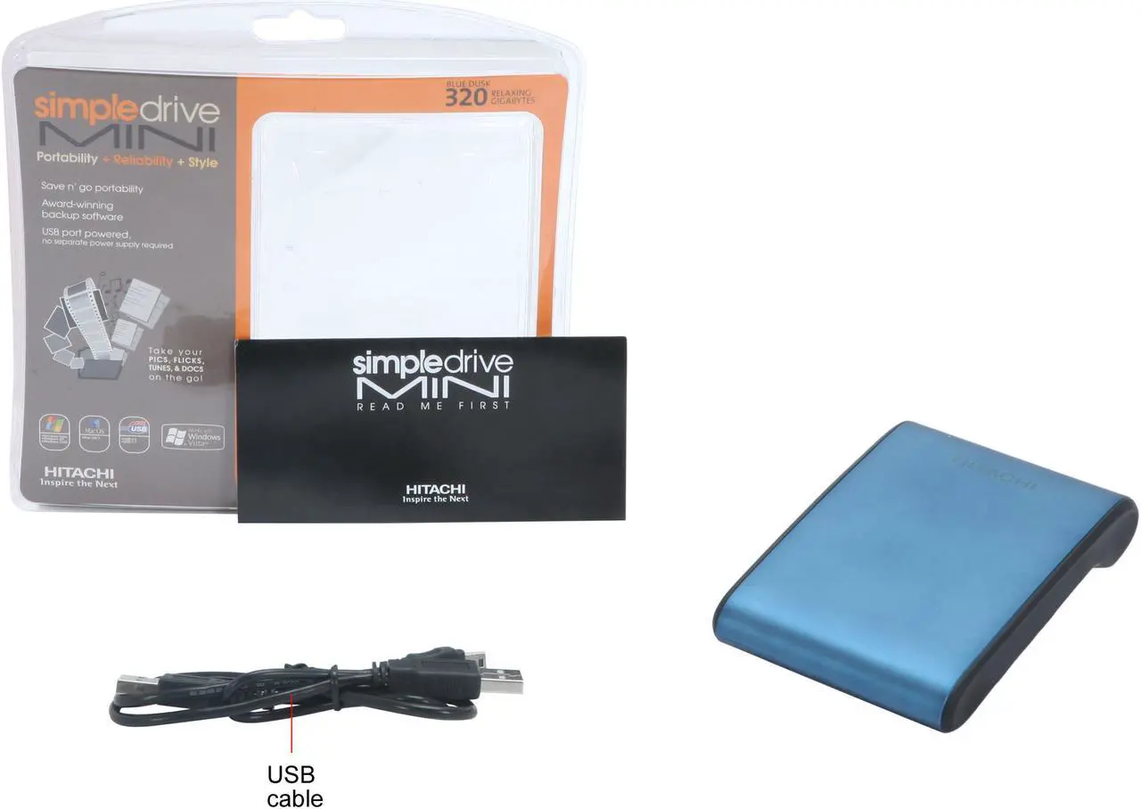 Hitachi GST SimpleDrive Mini 320GB USB 2.0 2.5" External Hard Drive ...