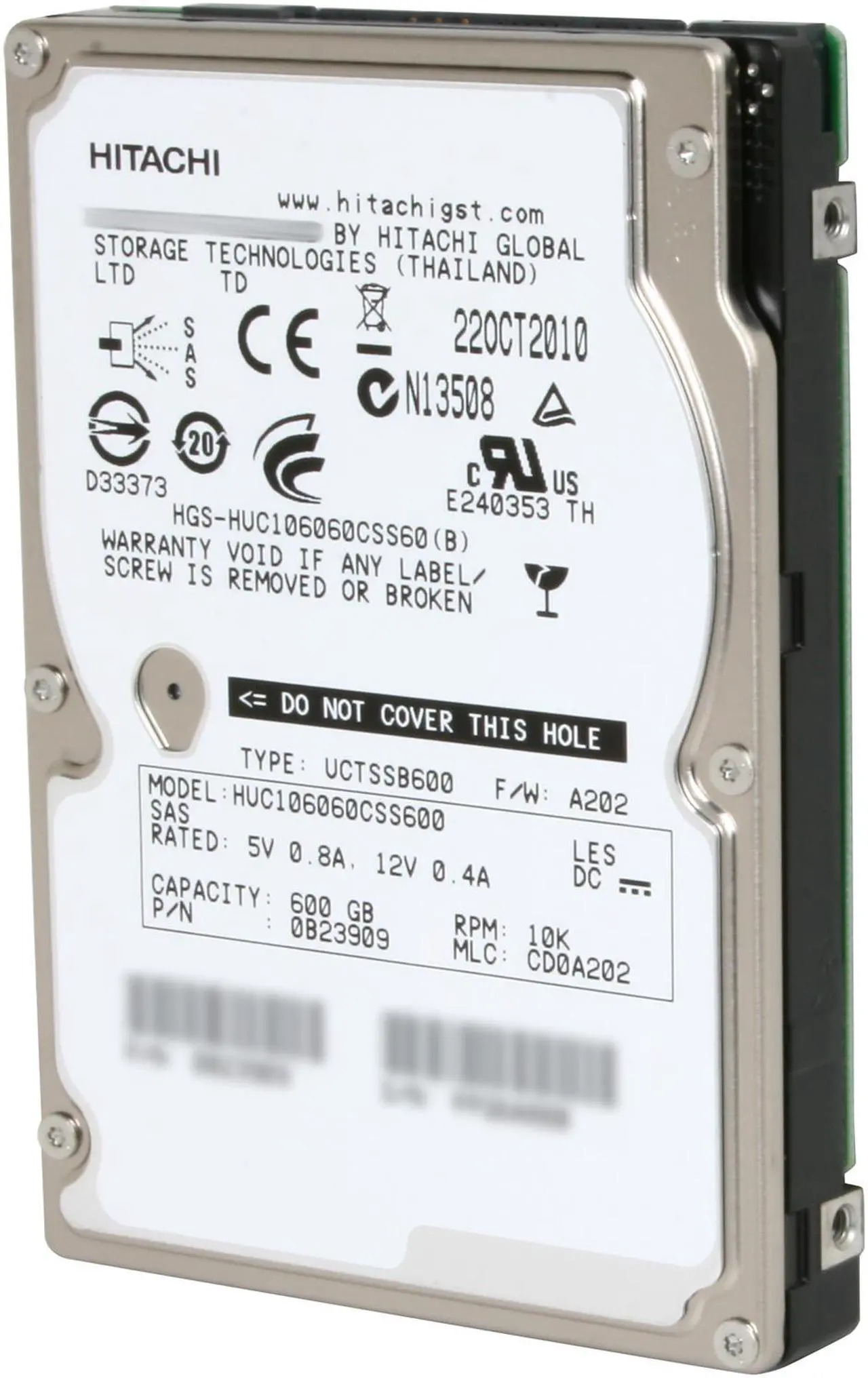 Hitachi GST Ultrastar 0B23909 600GB 10000 RPM 64MB Cache SAS 6Gb/s 2.5 ...