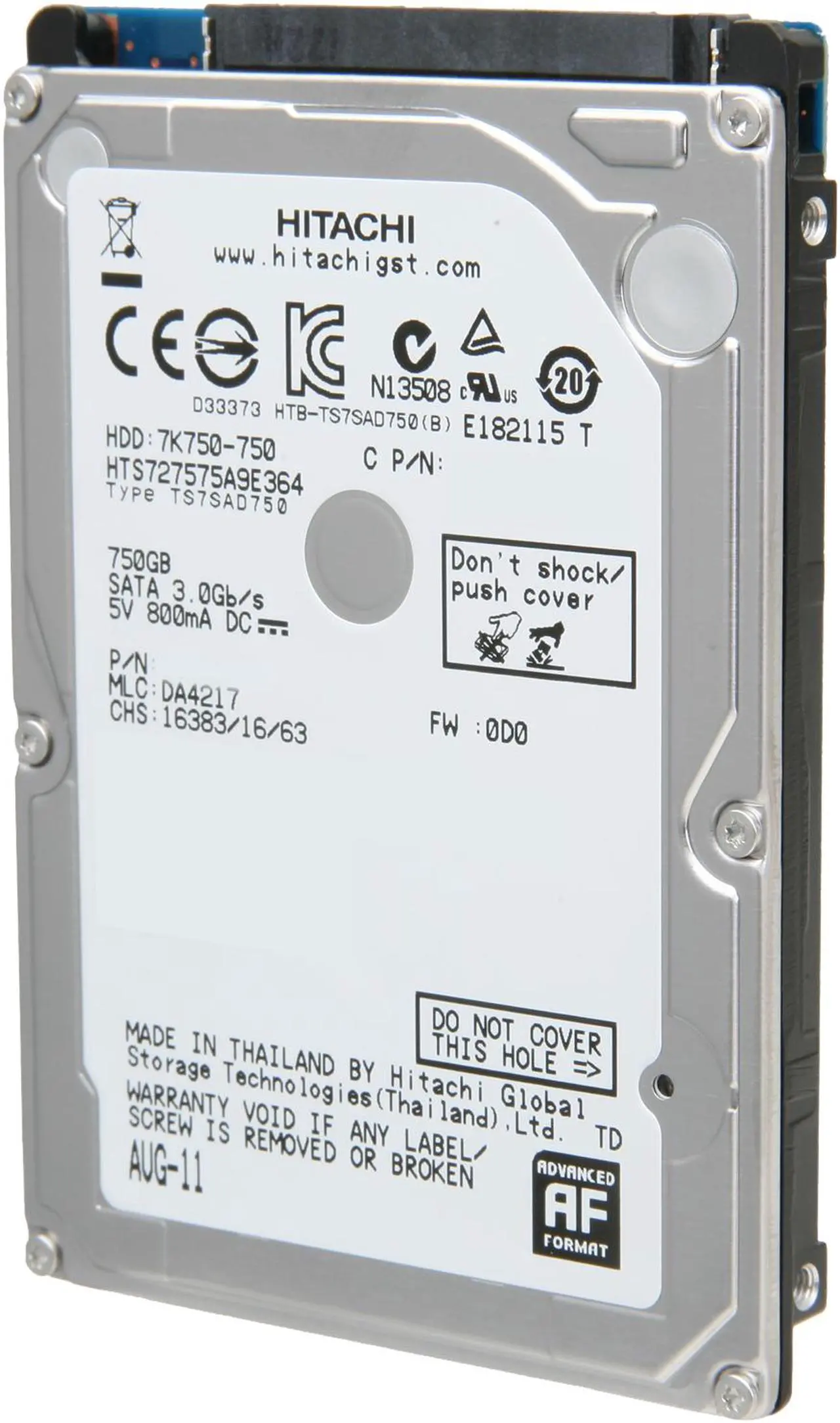 Hitachi GST Travelstar 7K750 HTS727575A9E364 (0J12283) 750GB 7200 RPM ...