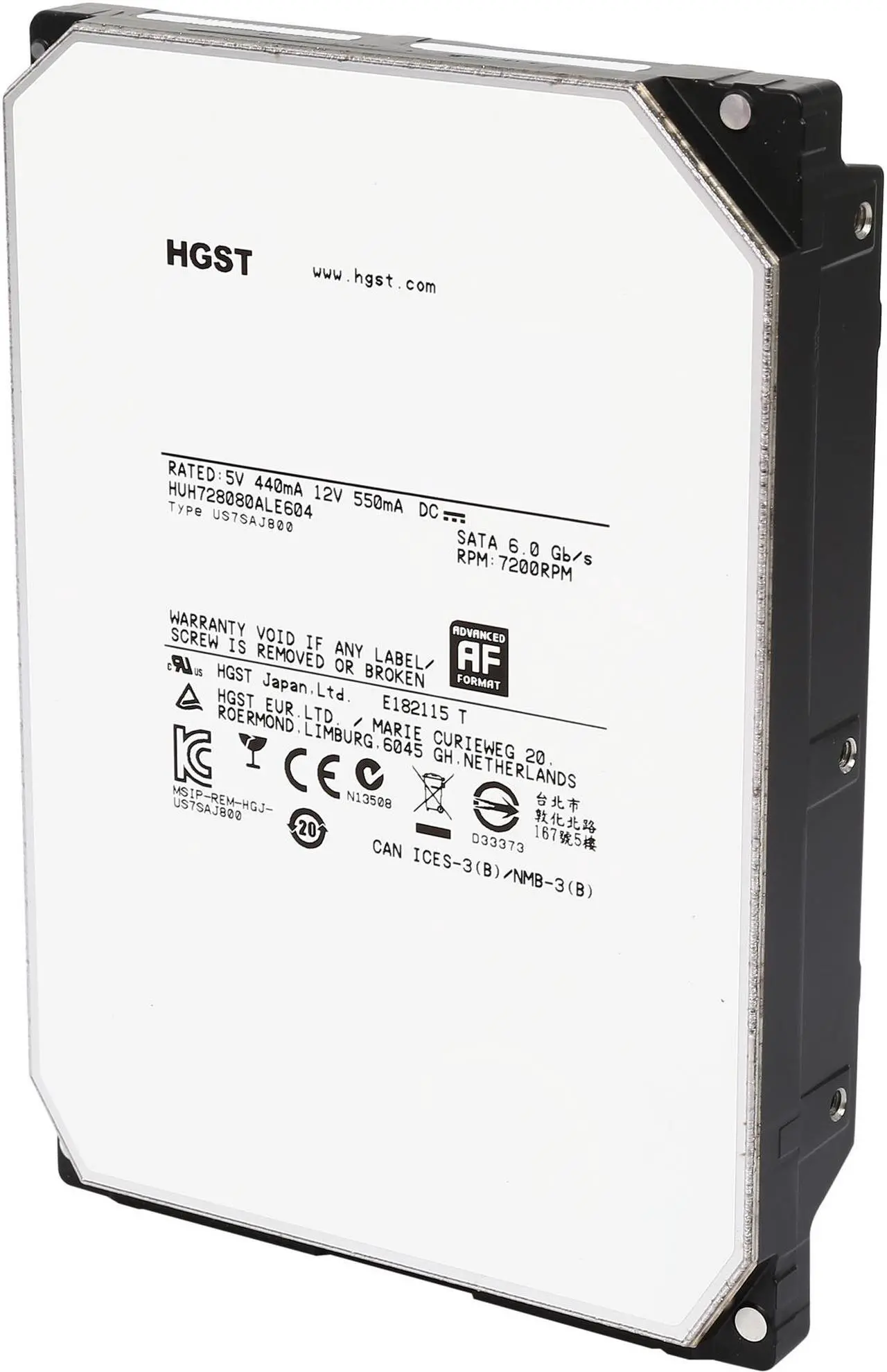HGST Ultrastar He8 HUH728080ALE604 (0F23668) 8TB 7200 RPM 128MB Cache SATA 6.0Gb/s 3.5" Helium ...