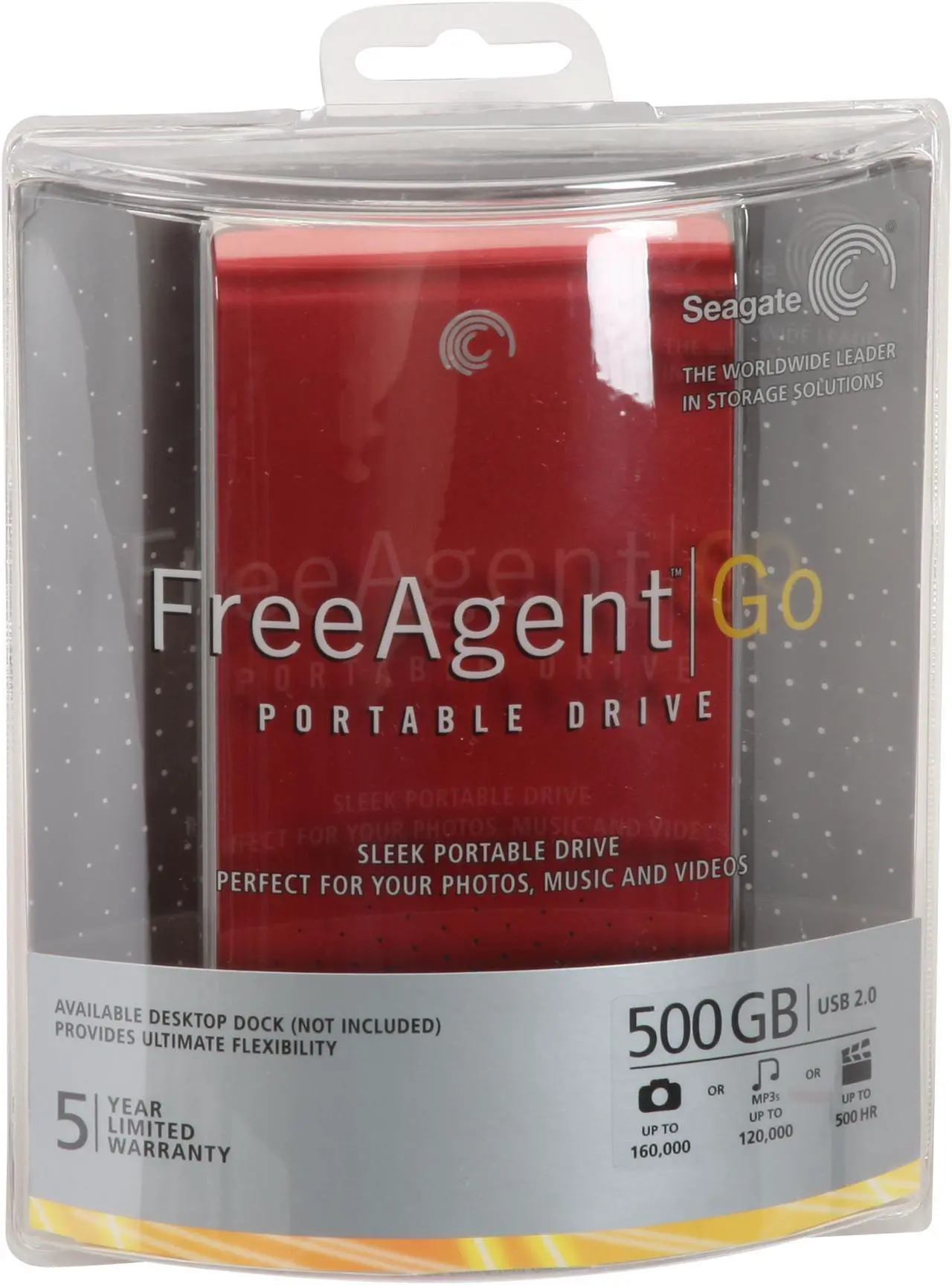 Seagate FreeAgent Go 500GB USB 2.0 2.5" External Hard Drive Ruby Red ...