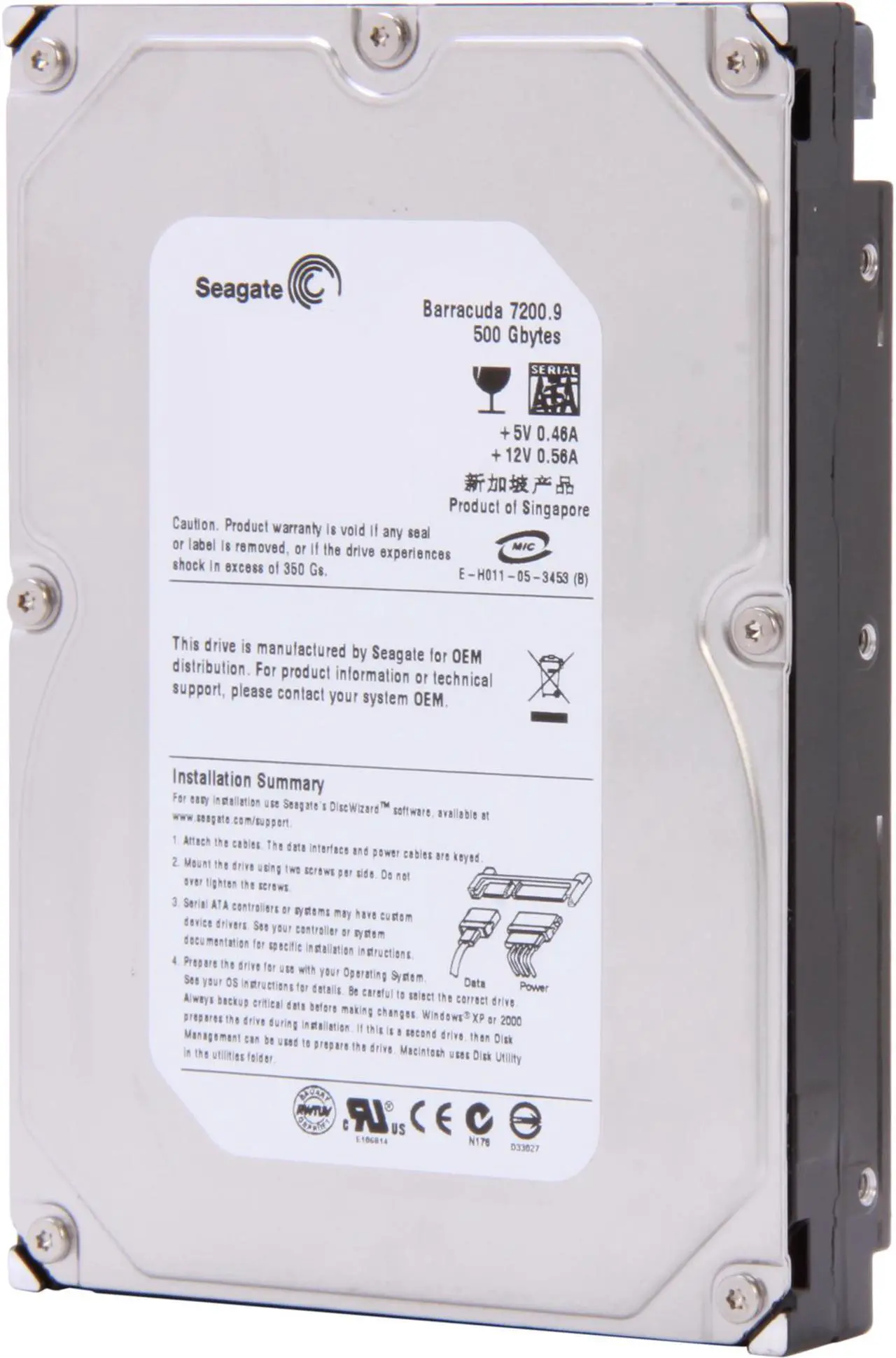 Refurbished: Seagate BarraCuda 7200.9 ST3500641AS 500GB 7200 RPM 16MB ...