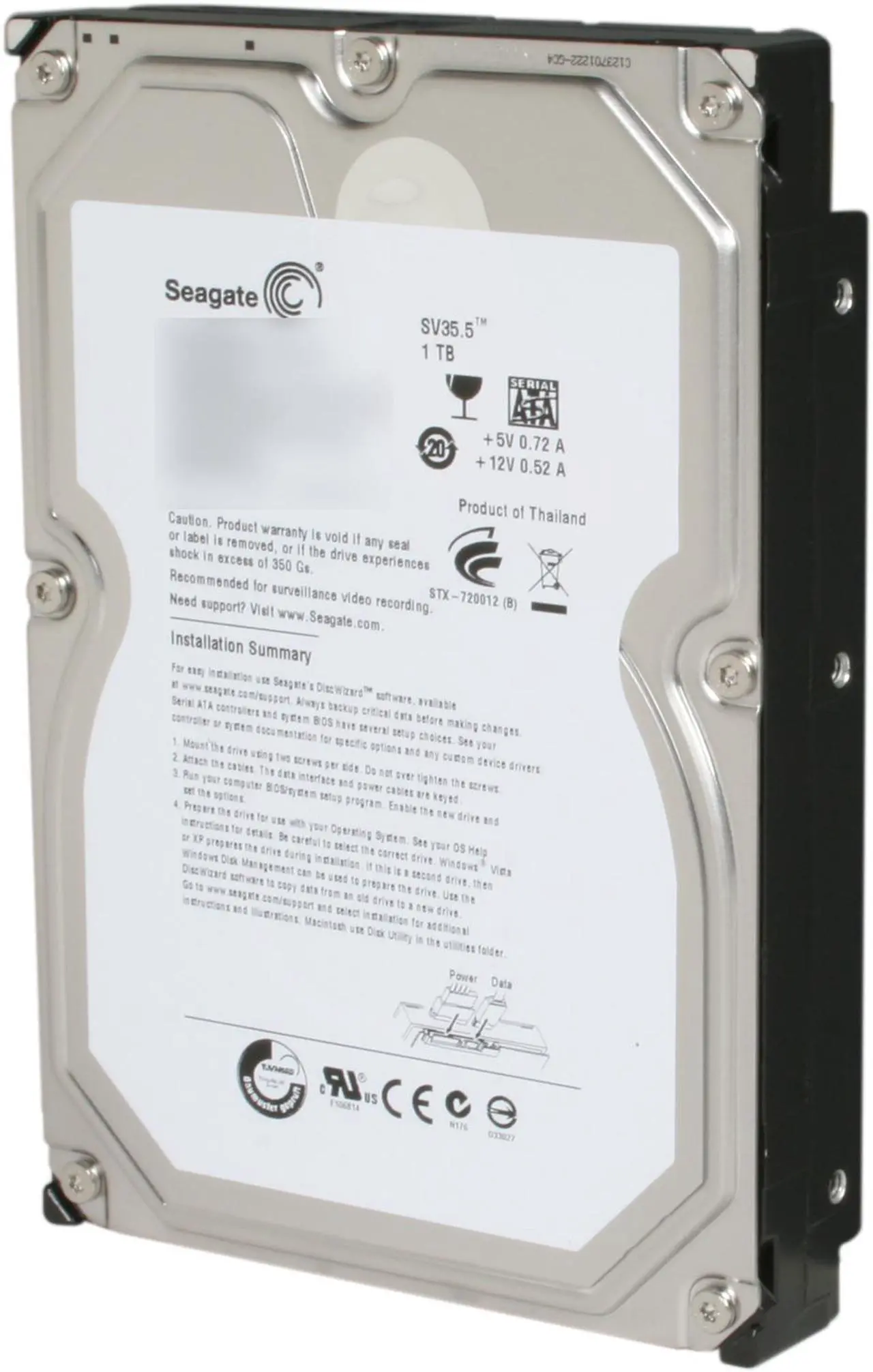 Seagate SV35 Series ST31000526SV 1TB 7200 RPM 32MB Cache SATA 6.0Gb/s 3 ...