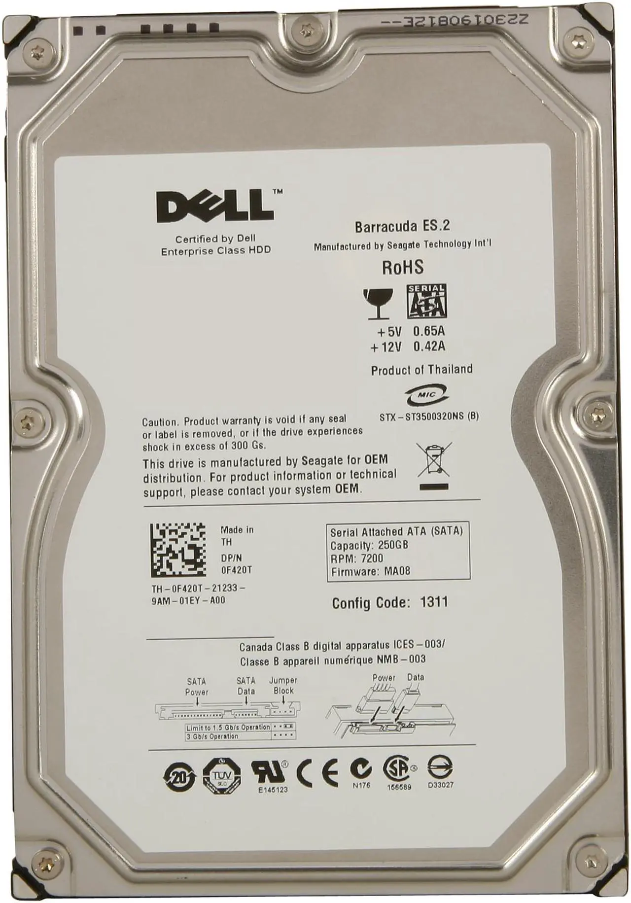 Refurbished: Seagate BarraCuda ES.2 ST3250310NS 250GB 7200 RPM 32MB ...