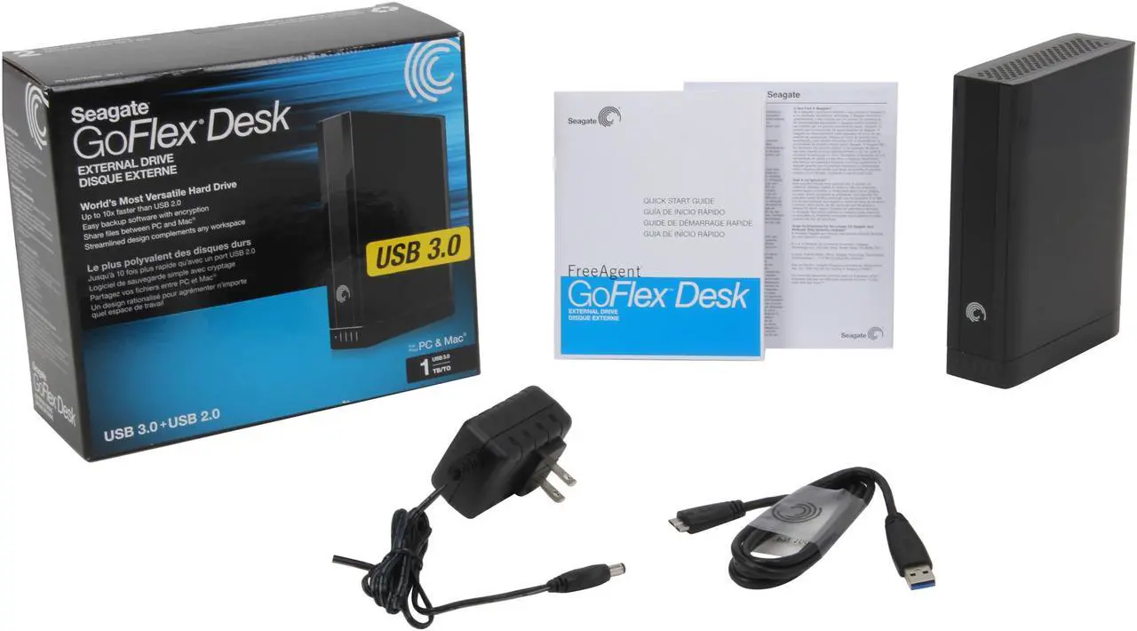 Seagate GoFlex Desk Kit 1TB USB 3.0 3.5" External Hard Drive Black ...