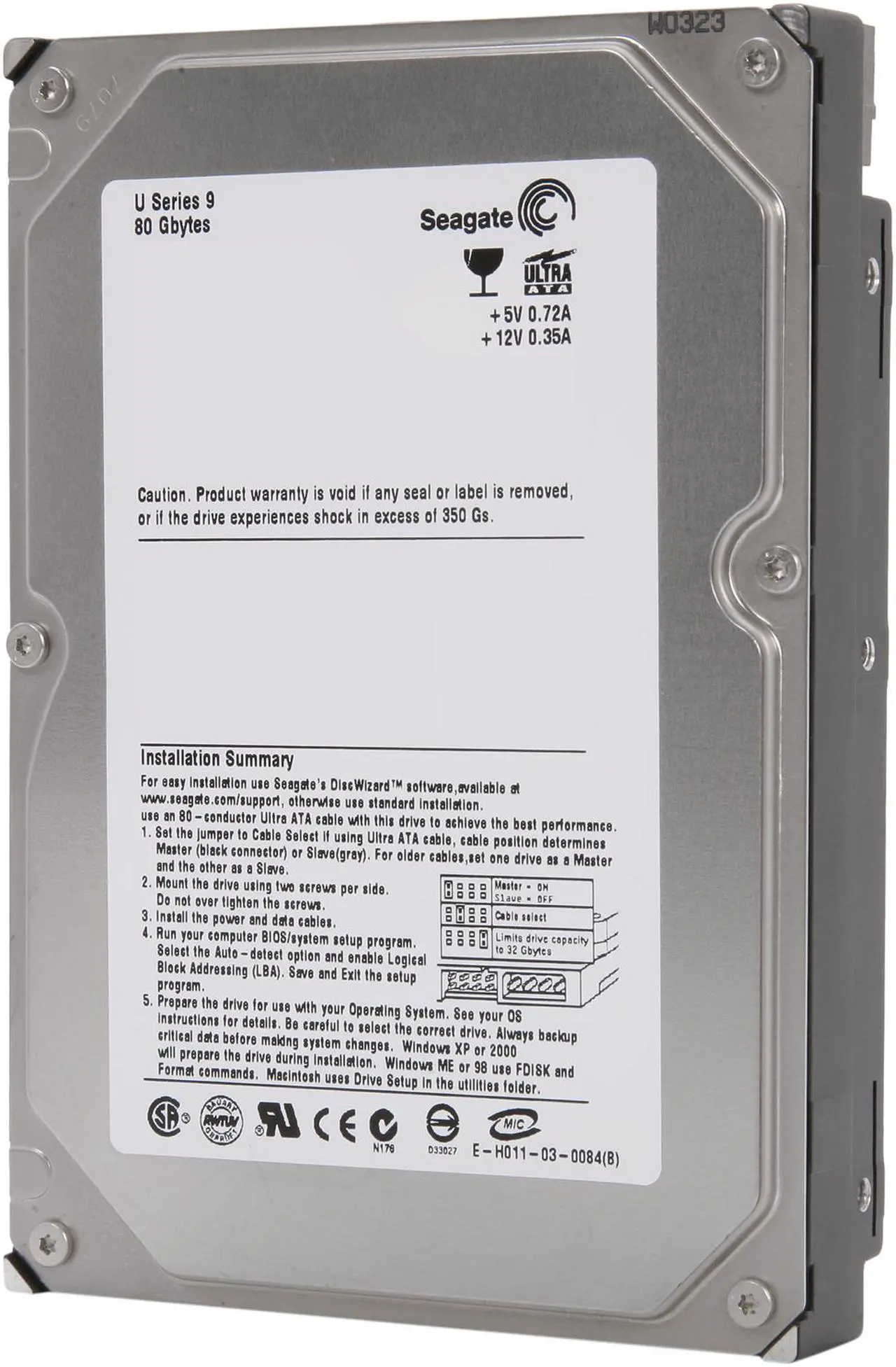 Refurbished: Seagate ST380012A 80GB IDE Ultra ATA100 / ATA-6 3.5 ...
