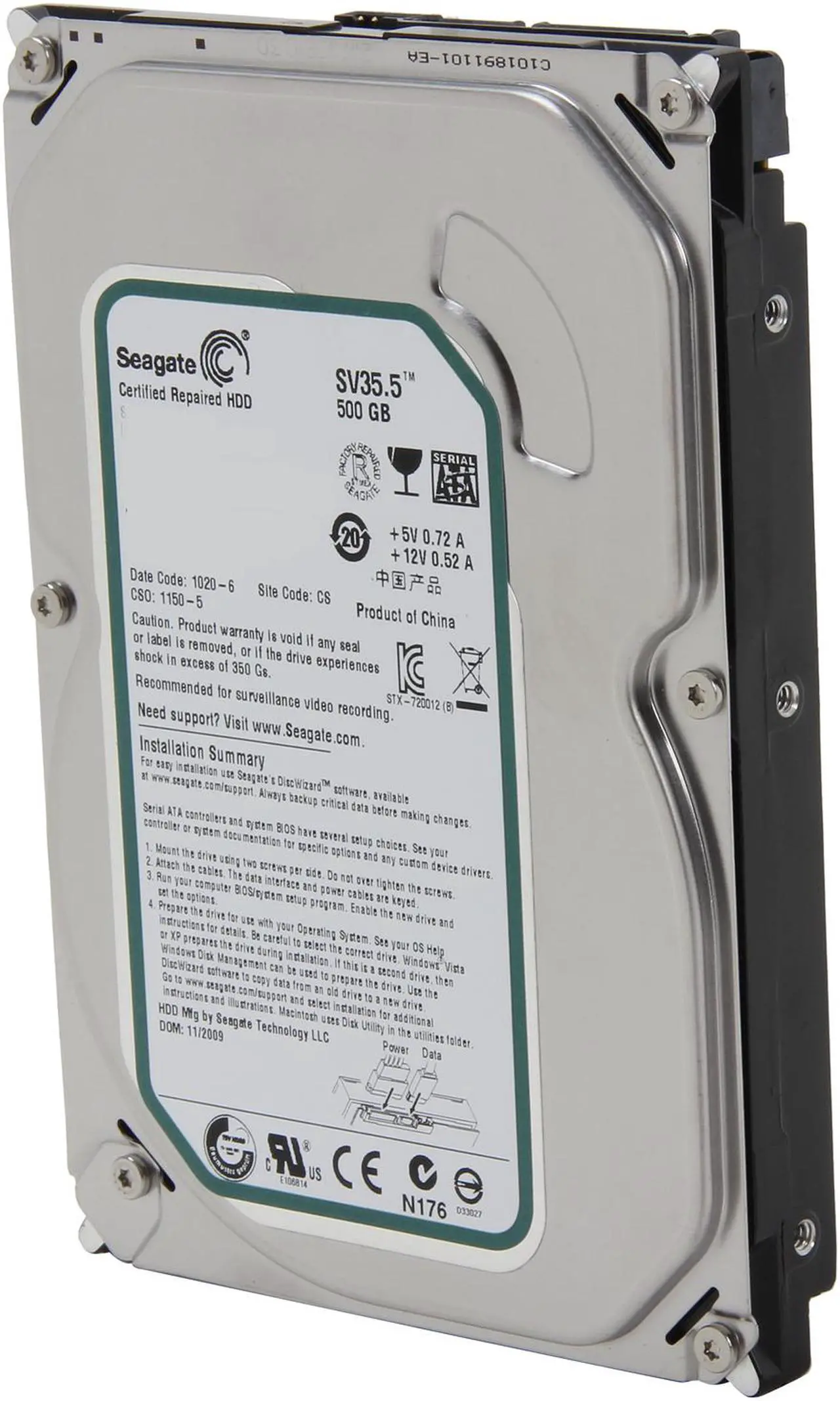 Refurbished: Seagate SV35.5 ST3500410SV 500GB 16MB Cache SATA 3.0Gb/s 3 ...