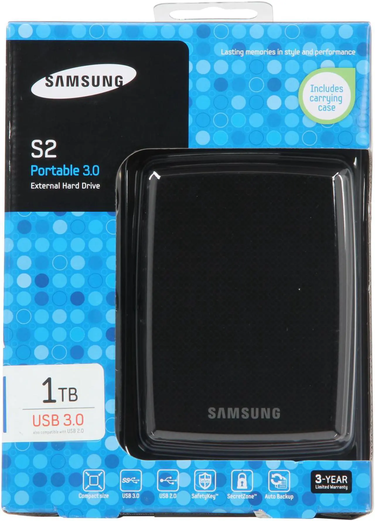 SAMSUNG S2 Portable 1TB USB 3.0 2.5" External Hard Drive Piano Black ...