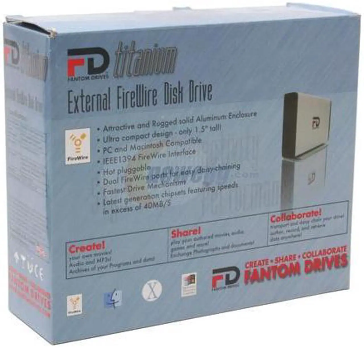 Fantom Drives Titanium 250GB Firewire400 3.5" External Hard Drive ...