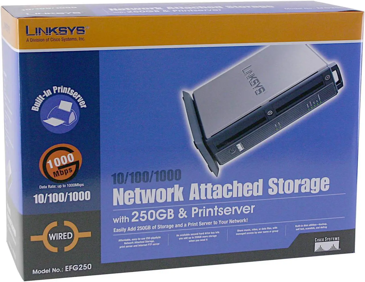 LINKSYS EFG250 EtherFast Network Attached Storage with PrintServer ...