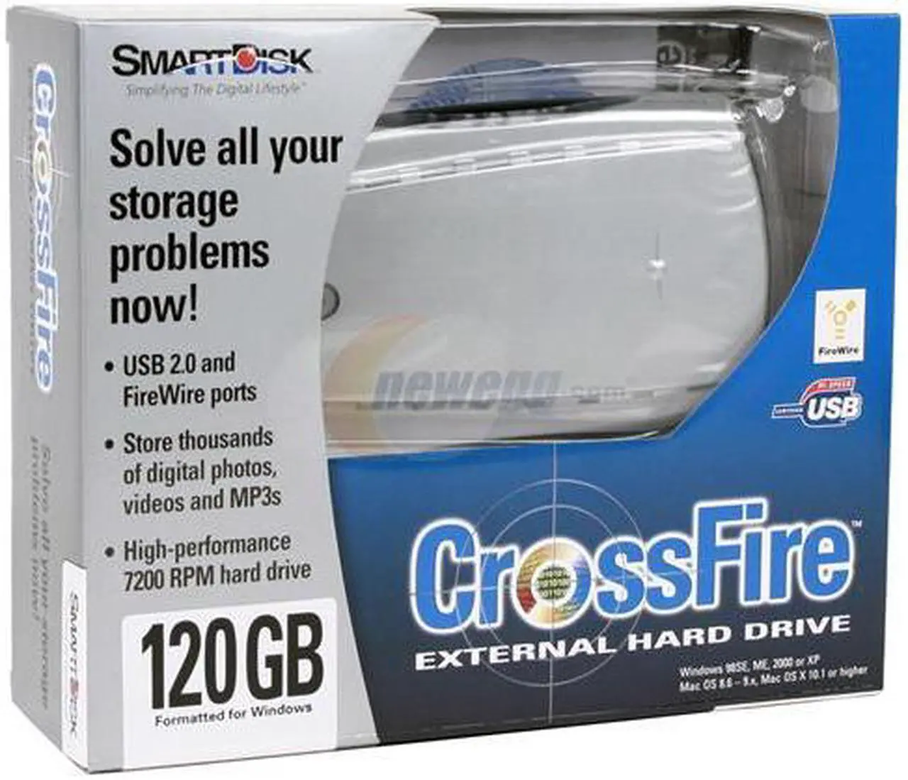 SMARTDISK CrossFire 120GB USB 2.0 / Firewire400 External Hard Drive ...