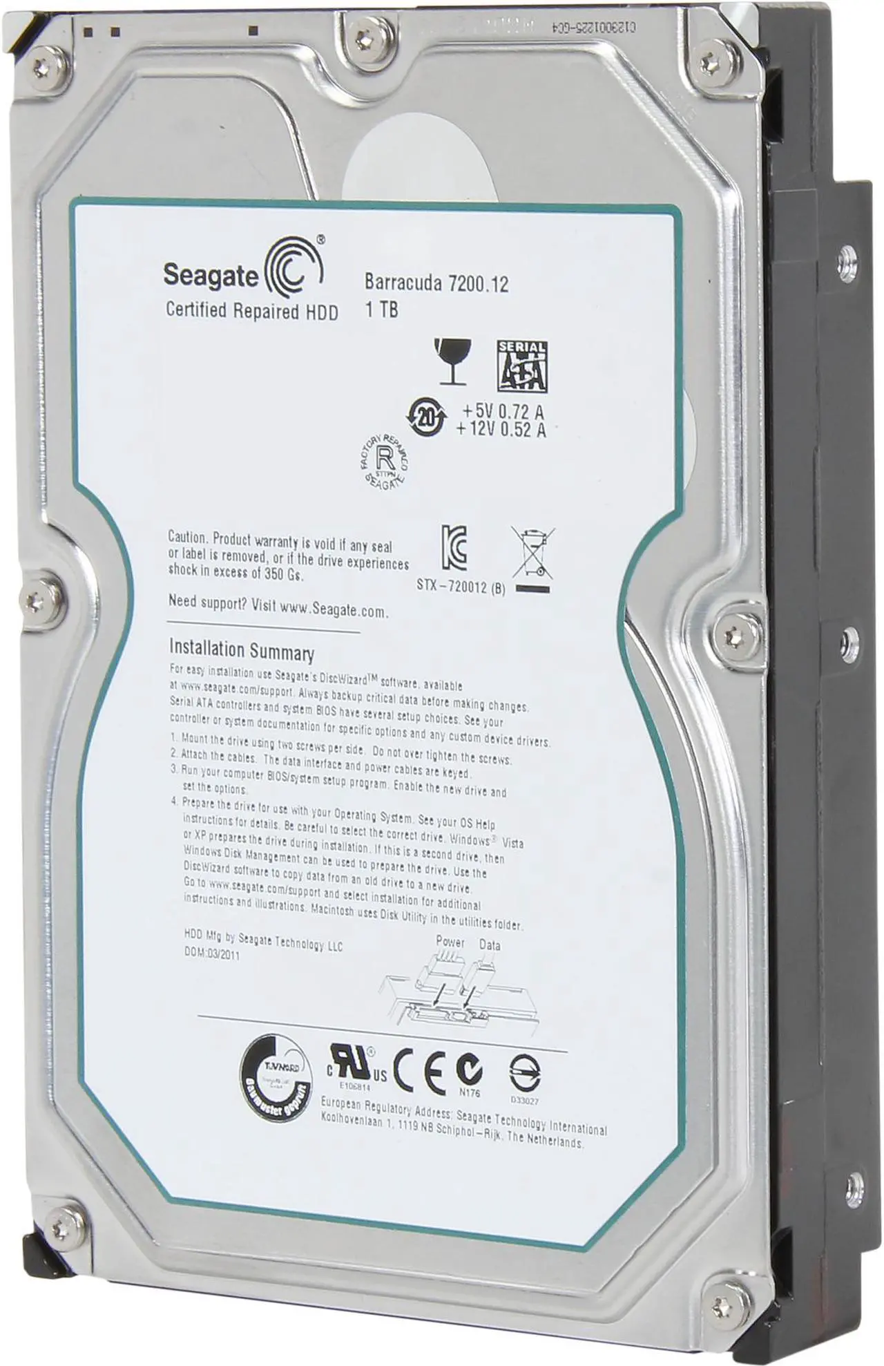 Refurbished: Seagate BarraCuda ST31000524AS 1TB 7200 RPM 32MB Cache ...