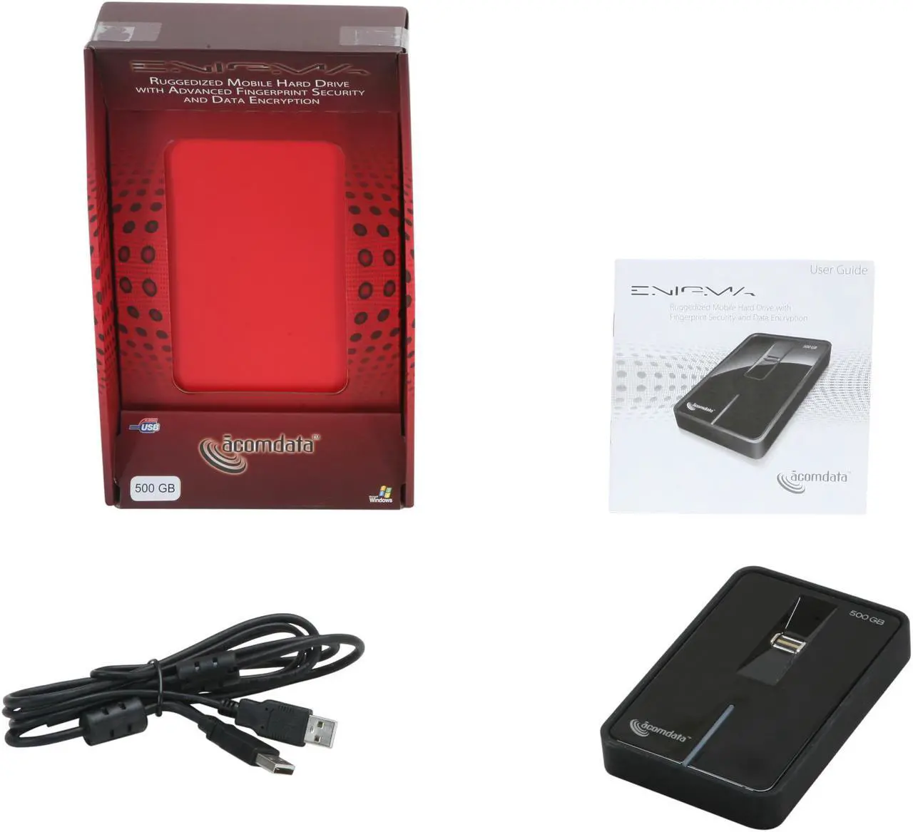 acomdata Enigma 500GB USB 2.0 2.5" External Hard Drive with Fingerprint ...