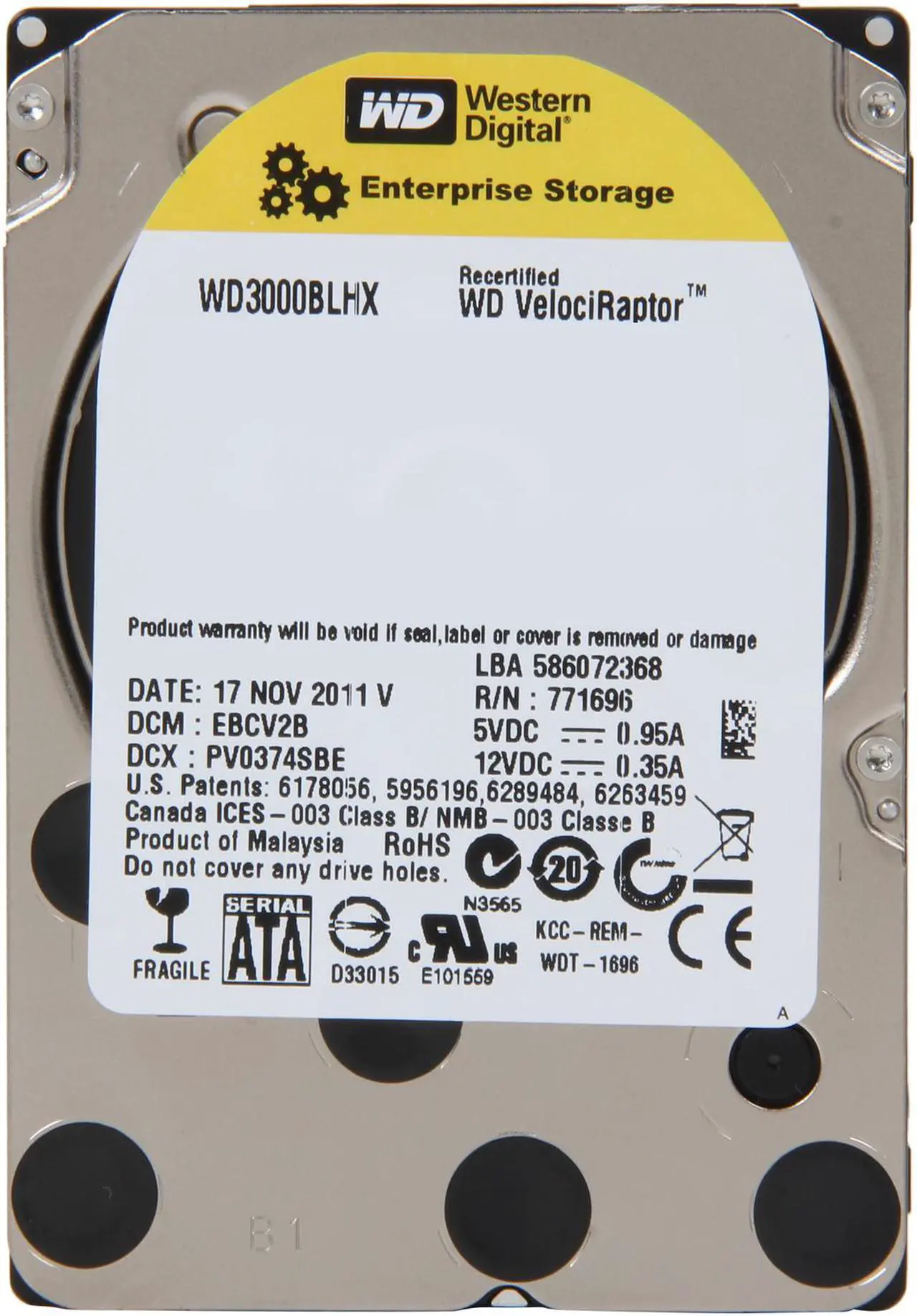Refurbished: Western Digital WD VelociRaptor WD3000BLHX 300GB 10000 RPM ...