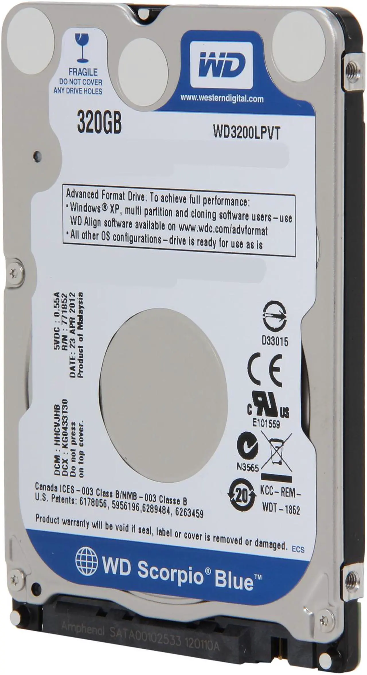 Western Digital Scorpio Blue WD3200LPVT 320GB 5400 RPM 8MB Cache SATA 3.0Gb/s 2.5" Internal ...