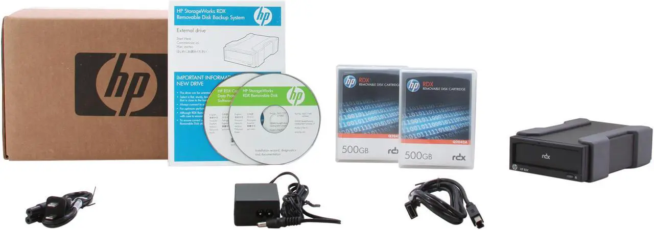 HP Q2042AA Black 1TB RDX RDX500 Docking Station with 2 Cartridge Bundle ...