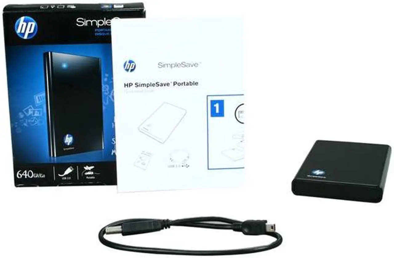 HP SimpleSave 640GB USB 2.0 2.5" Portable Hard Drive Glossy Black ...