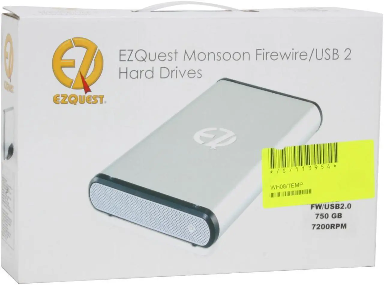 EZQUEST Monsoon 750GB 7200 RPM 3.5" USB 2.0 / Firewire400 External Hard ...