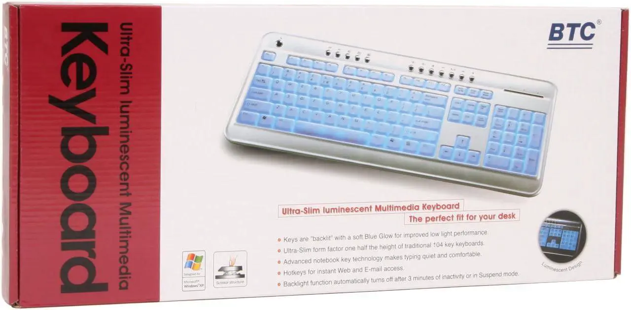 BTC 6300CL Silver Luminescent Multimedia Keyboard - Newegg.com