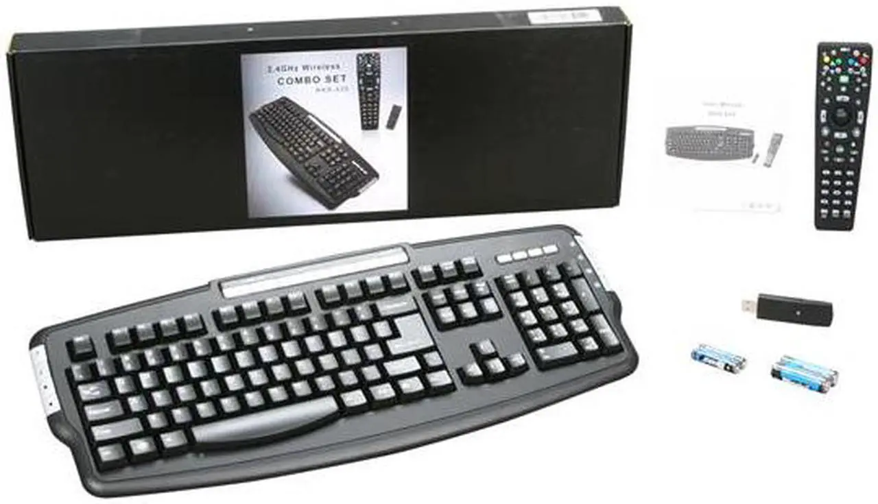 SolidTek RKR-528 Black RF Wireless HTPC MCE Full Size Keyboard w/ Media ...