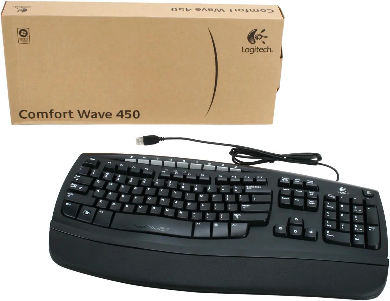Logitech Comfort Wave 450 Black Wired Keyboard - Newegg.com