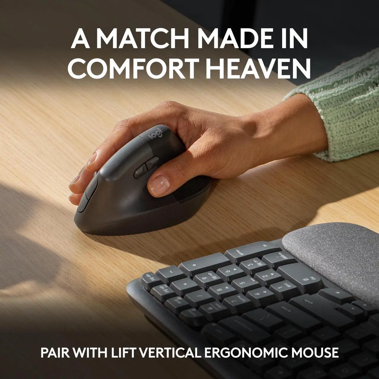 Logitech Wave Keys Wireless Ergonomic Keyboard with Cushioned Palm Rest ...
