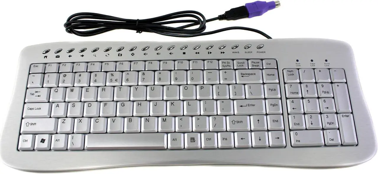 ZIPPY WK-722 Silver Brushed Aluminum Multimedia Keyboard - Newegg.com