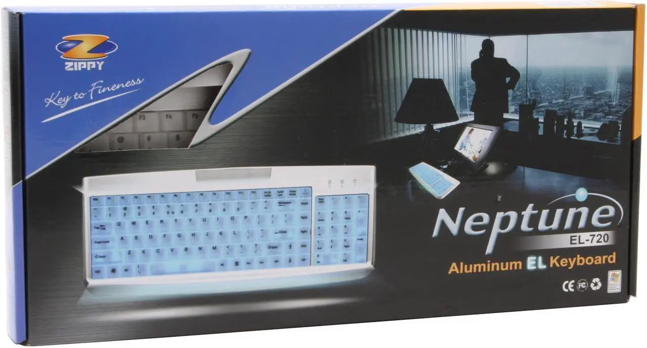ZIPPY EL-720 Silver Aluminum Electron-Luminescent Keyboard - Newegg.com