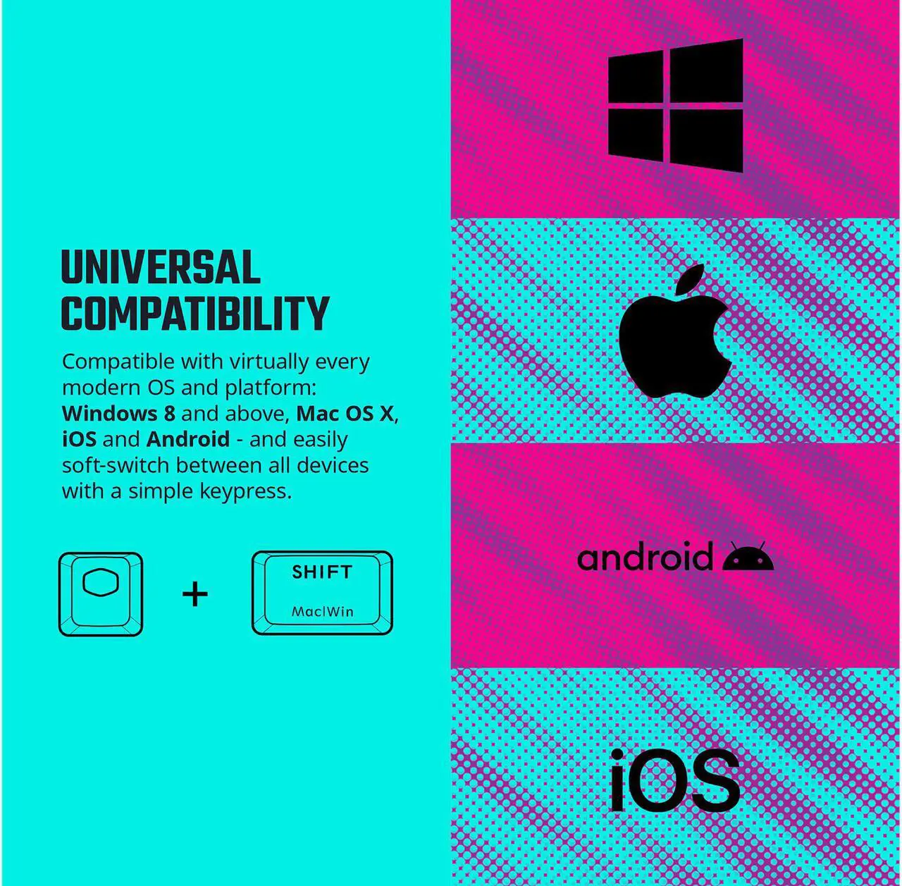 Cooler Master CK721 Silver White Hybrid Wireless Mechanical Blue Switch ...