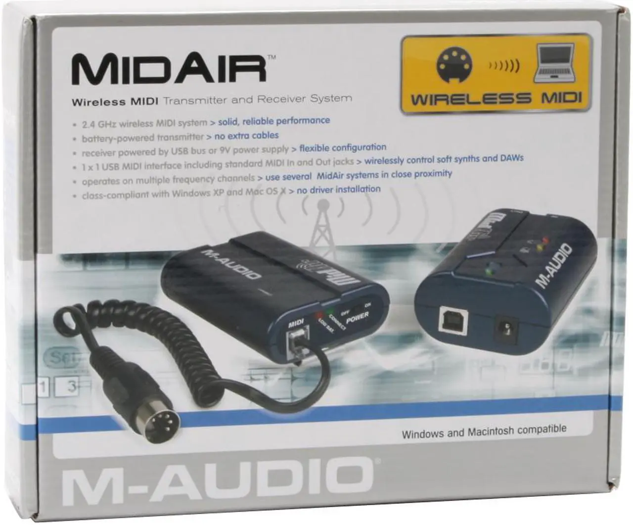 M-AUDIO MidAir Wireless MIDI Transmitter and Receiver System - Newegg.com