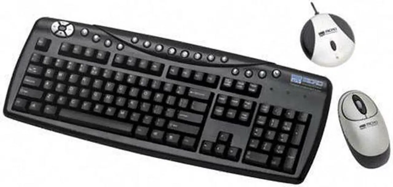 MICRO INNOVATIONS KB985W Black USB Wireless Standard Keyboard and Mouse ...