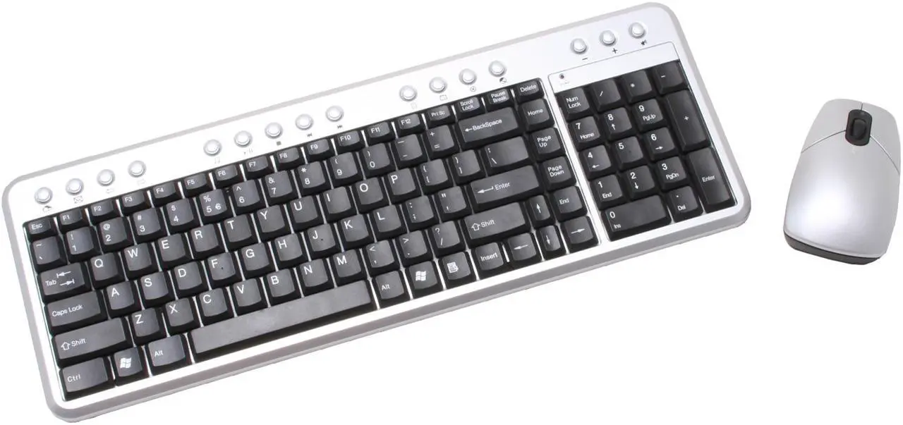 ione GEMINI-N1 Silver/Black RF Wireless Multimedia Keyboard and Optical ...