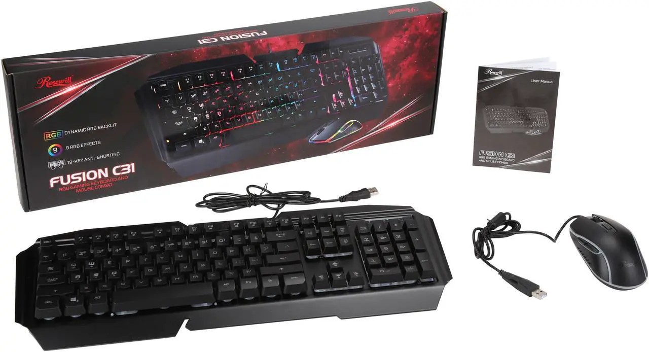 Rosewill FUSION C31 Gaming Keyboard and Mouse Combo, Mechanical Switch ...