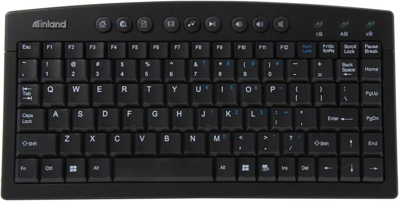 Open Box: inland 70141 Silver & black Wired Multimedia Keyboard ...