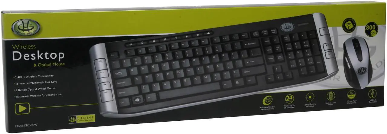 GEAR HEAD KB5500W Black 2.4G Wireless Desktop & Optical Mouse - Newegg.com