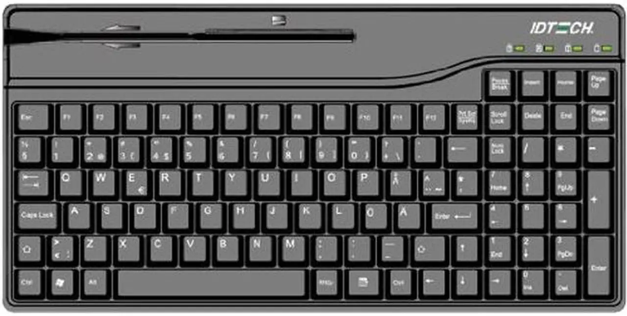 IDTech IDKA-334333B Versakey POS Keyboard with MagStripe Reader, USB, 1 ...