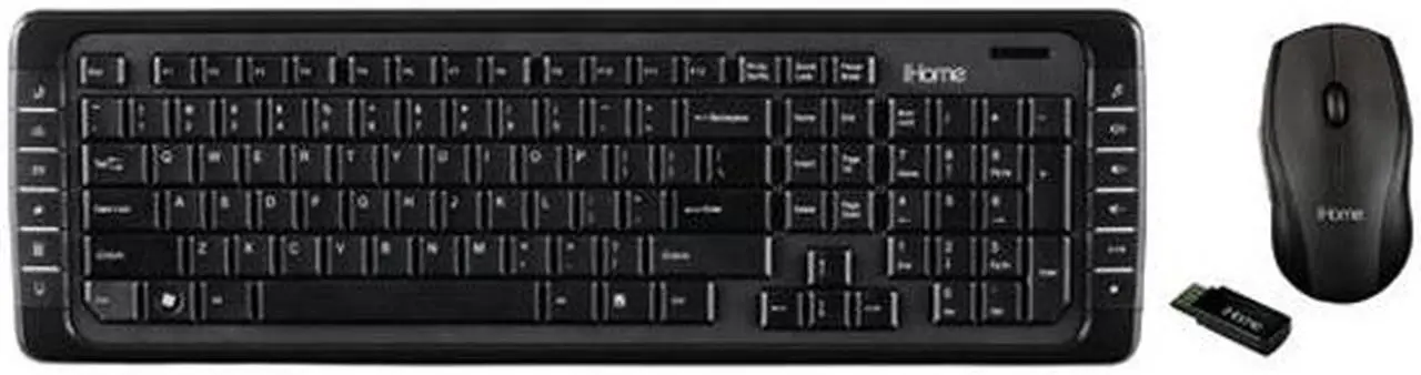 iHome IH-K220CB Black Wireless Multimedia Keyboard and Optical Mouse ...