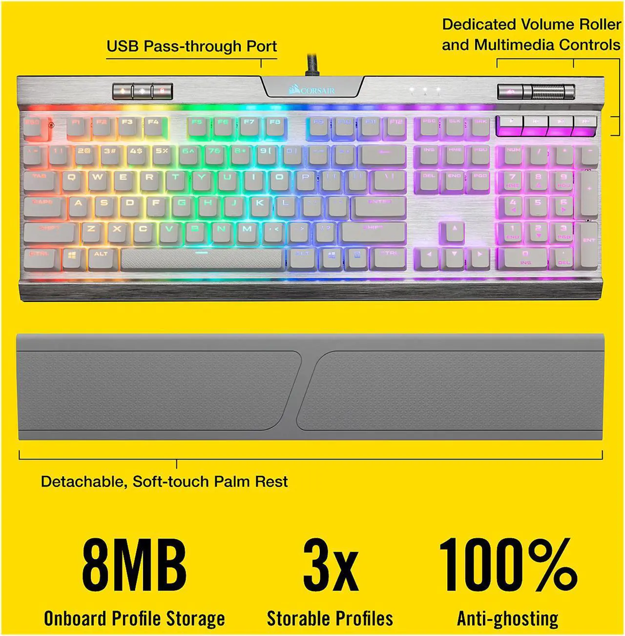 Corsair K70 RGB MK.2 SE Mechanical RAPIDFIRE Gaming Keyboard - USB Passthrough & Media Controls ...