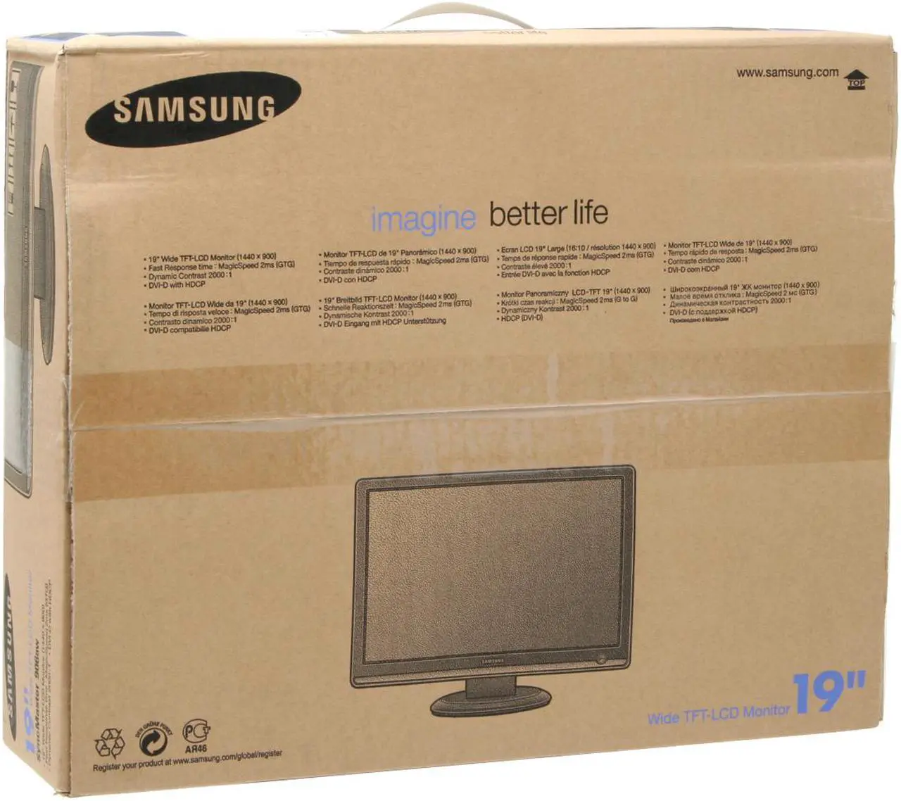 SAMSUNG 19" a-si TFT/TN WXGA+ LCD Monitor 2 ms (GTG) D-Sub, DVI-D 906BW ...