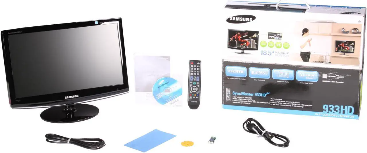 SAMSUNG 933HD+ High Glossy Black 18.5" 5ms HDMI Widescreen LCD HDTV ...