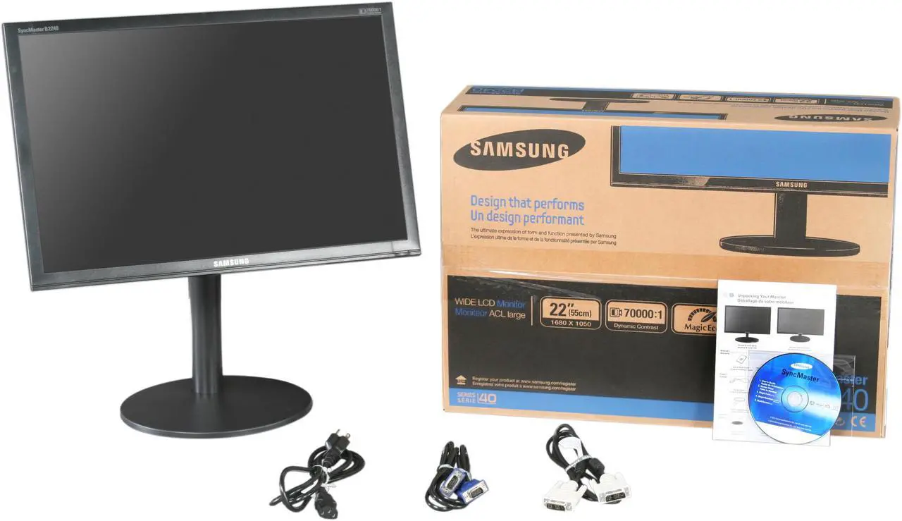 SAMSUNG SyncMaster B2240W Black 22" 5ms Height Adjustable Widescreen ...