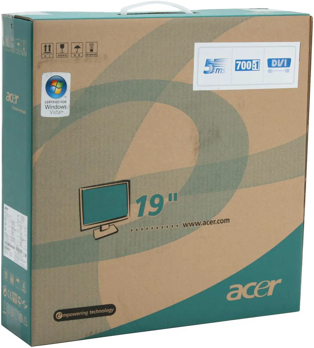 Acer 19" Active Matrix, TFT LCD SXGA LCD Monitor 5 ms 1280 x 1024 D-Sub ...