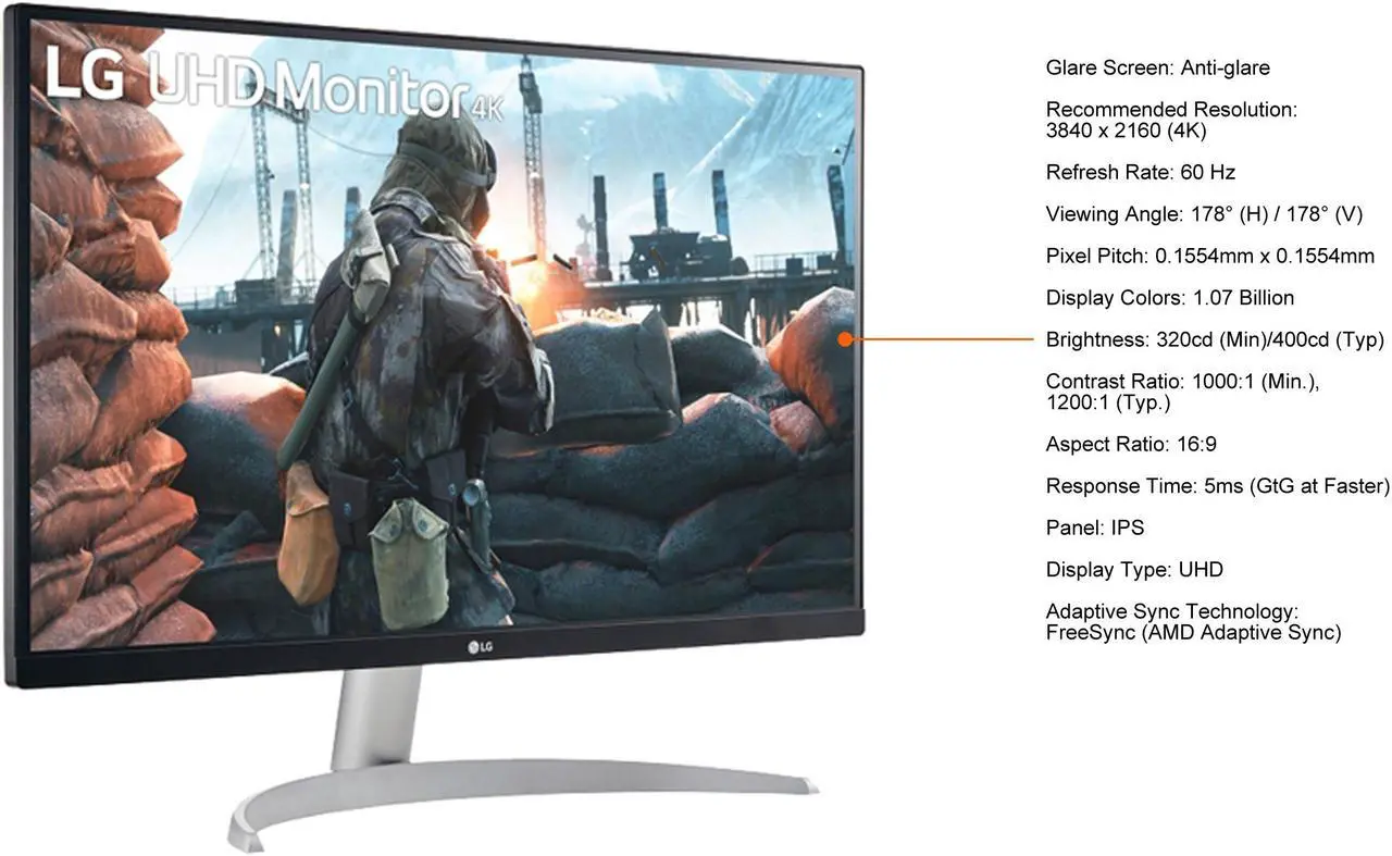 LG 27" 60 Hz IPS UHD Monitor 5ms (GtG at Faster) FreeSync (AMD Adaptive ...
