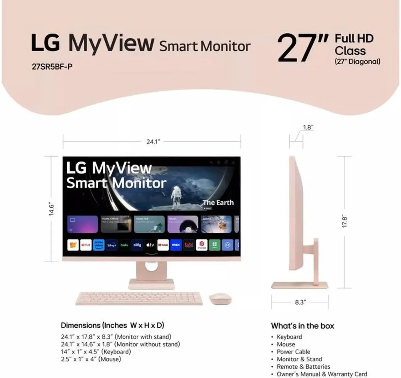 LG 27" 60 Hz IPS FHD Monitor 5 ms NTSC 72% MyView 27SR5BF-P - Newegg.com