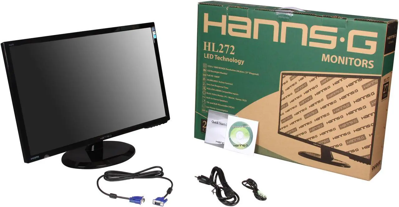 Hanns-G 27" LCD Monitor 2 ms D-Sub, DVI, HDMI HL272HPB - Newegg.com