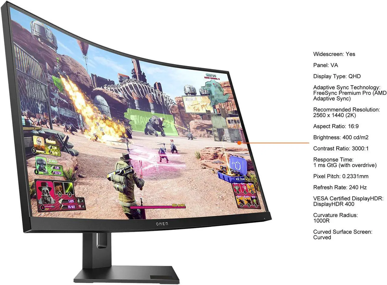 HP OMEN 27c 27" QHD 2560 x 1440 (2K) 240 Hz FreeSync Premium Pro (AMD ...